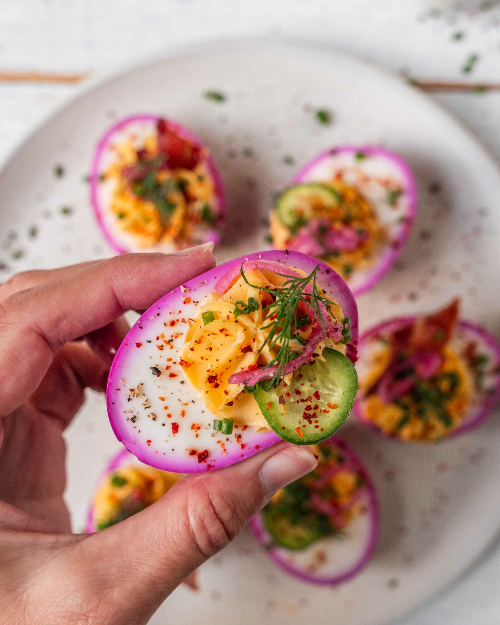 Perfectly Pink Deviled Egg Recipe | Culinary Cartel