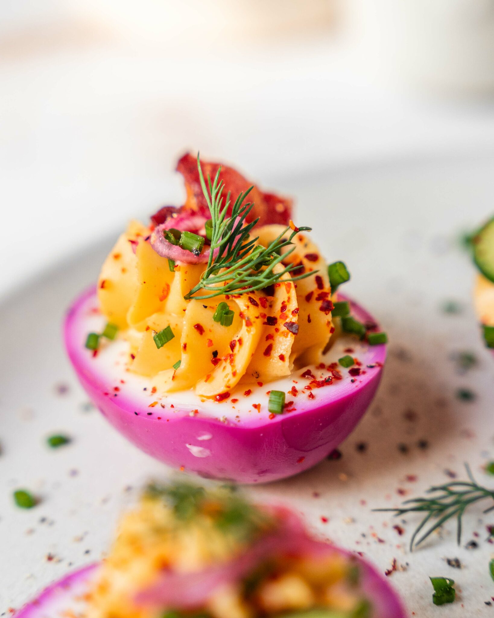 Pink Deviled Eggs Classic Deviled Eggs Recipe {Best Garnish Ideas}