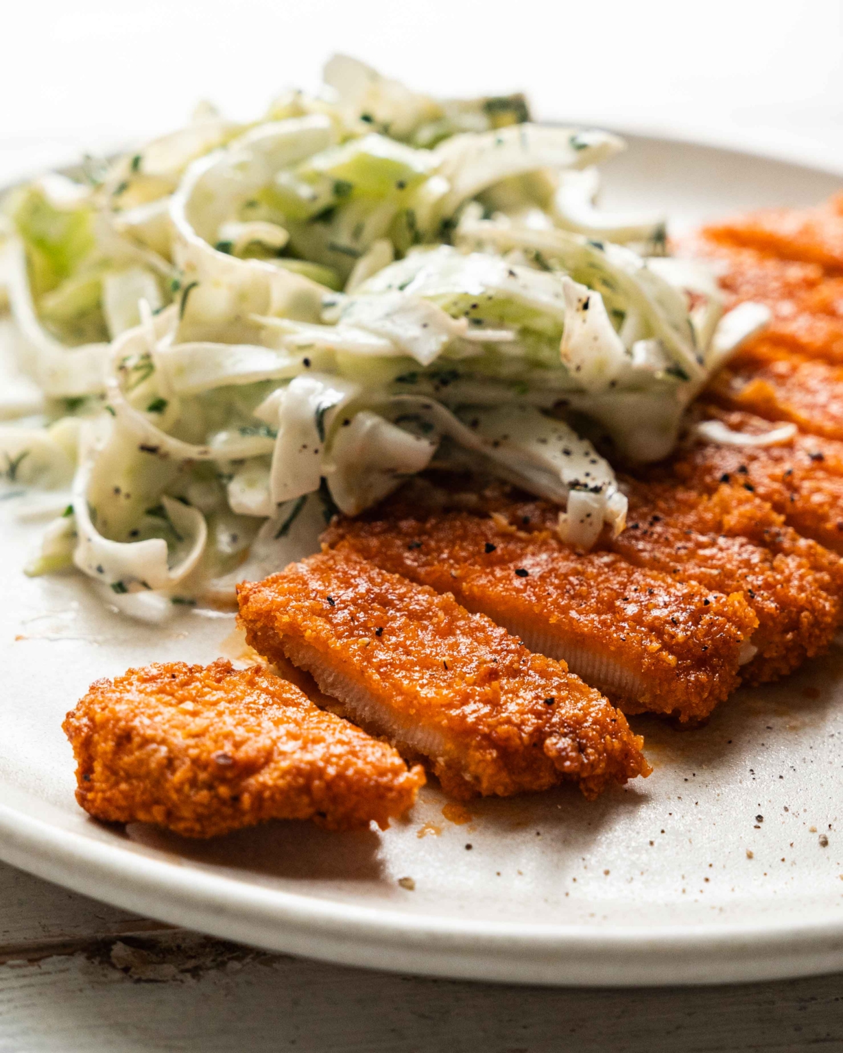 Crispy Air Fryer Buffalo Chicken Cutlets with Slaw | Culinary Cartel